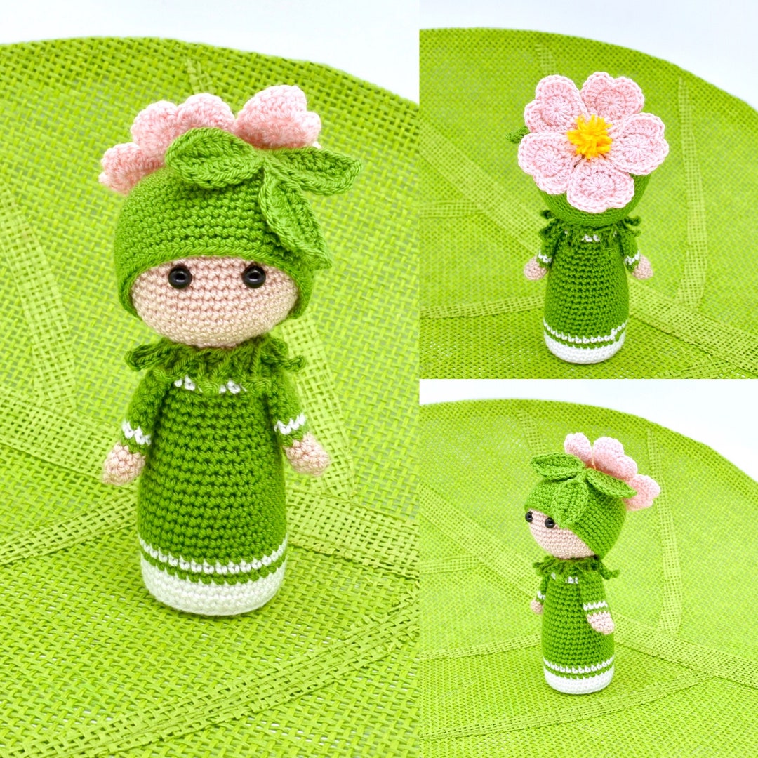 Crochet Doll Pattern, Wild Rose Amigurumi Doll Pattern - Flower Doll ...