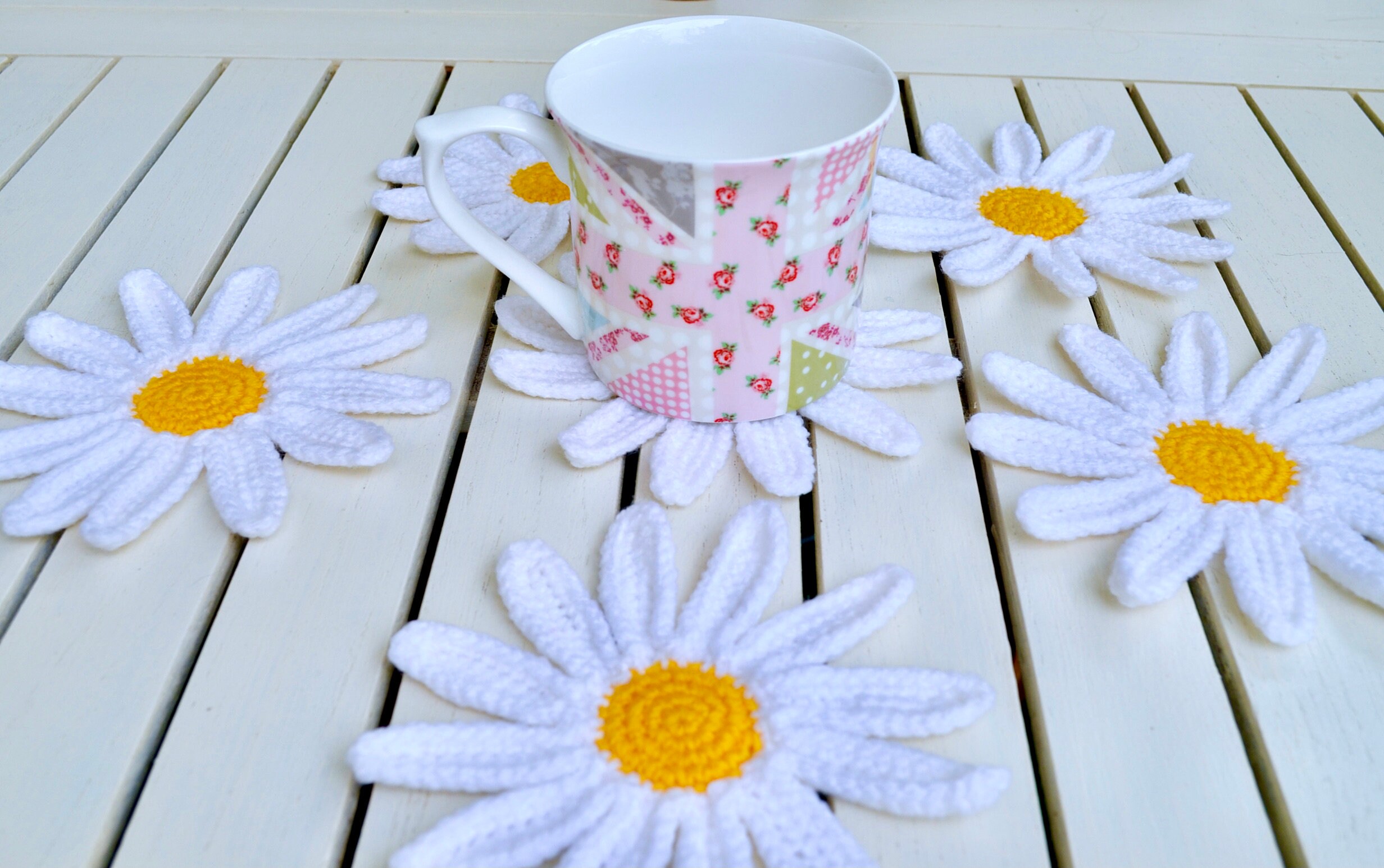 Daisy Coasters Crochet PATTERN Crochet Table Decor Pattern | Etsy
