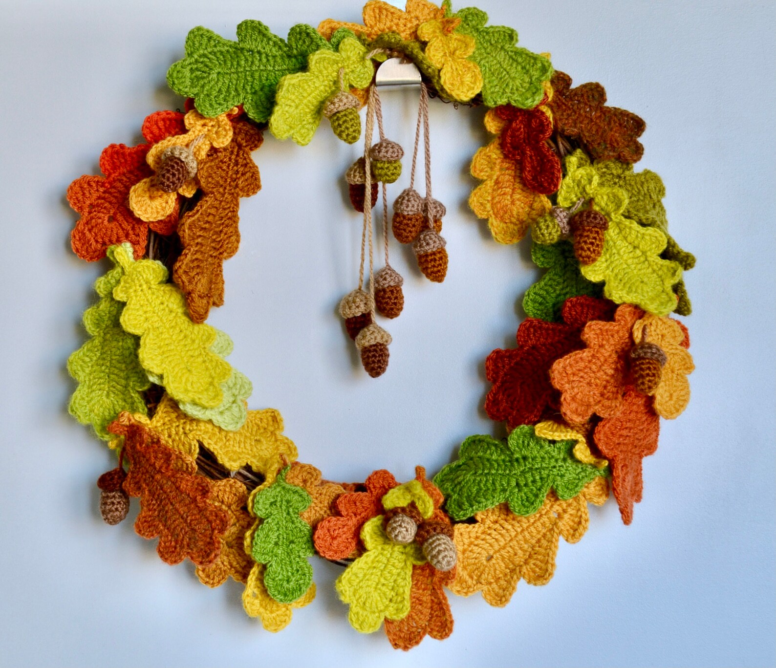 Crochet Oak Leaf, Fall Autumn Garland, Oak Leaves and Acorns Bunting ...
