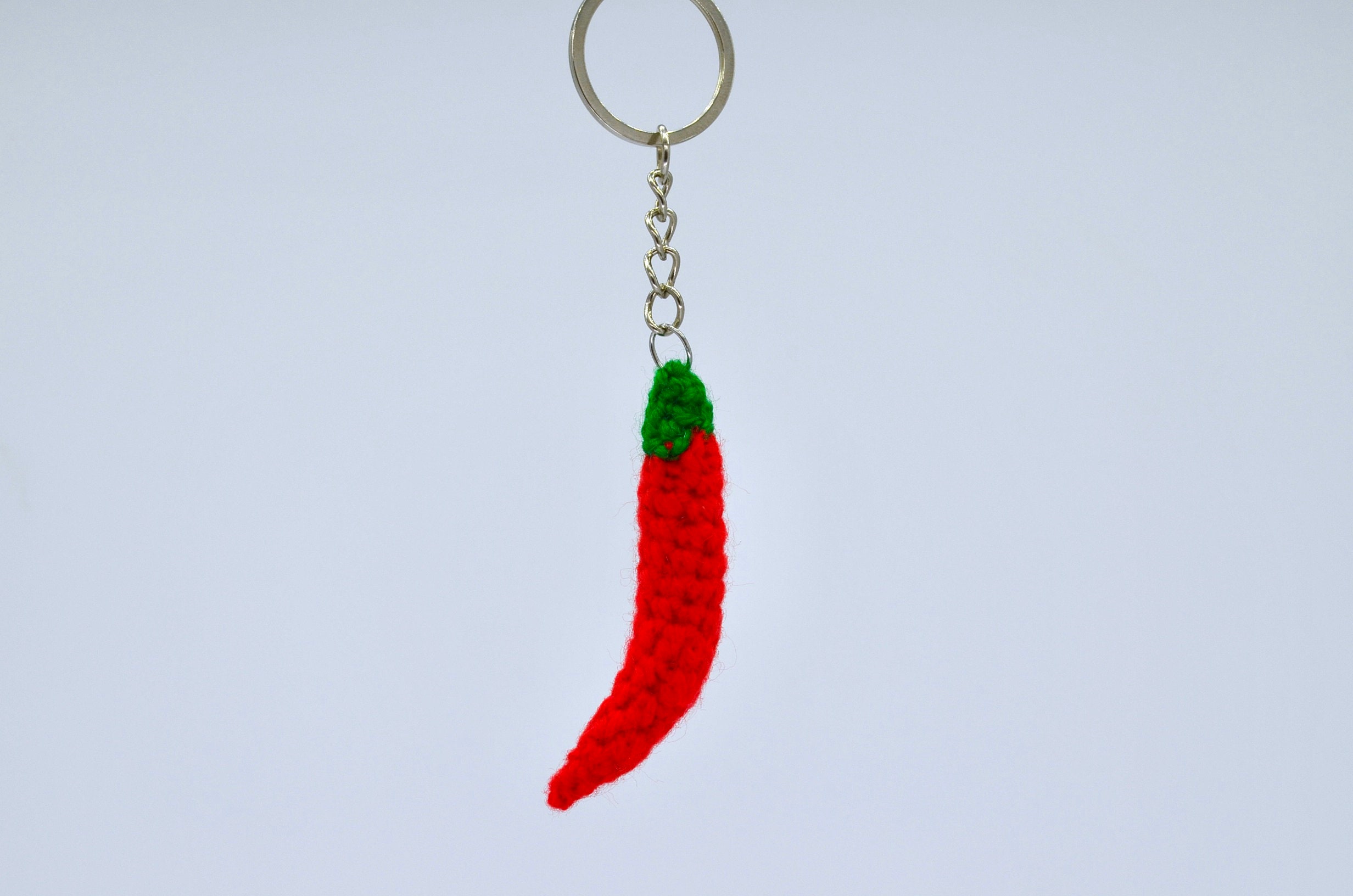 Crochet Chili Pepper Keychain, Chilli Pepper Charm, Keyring for ...