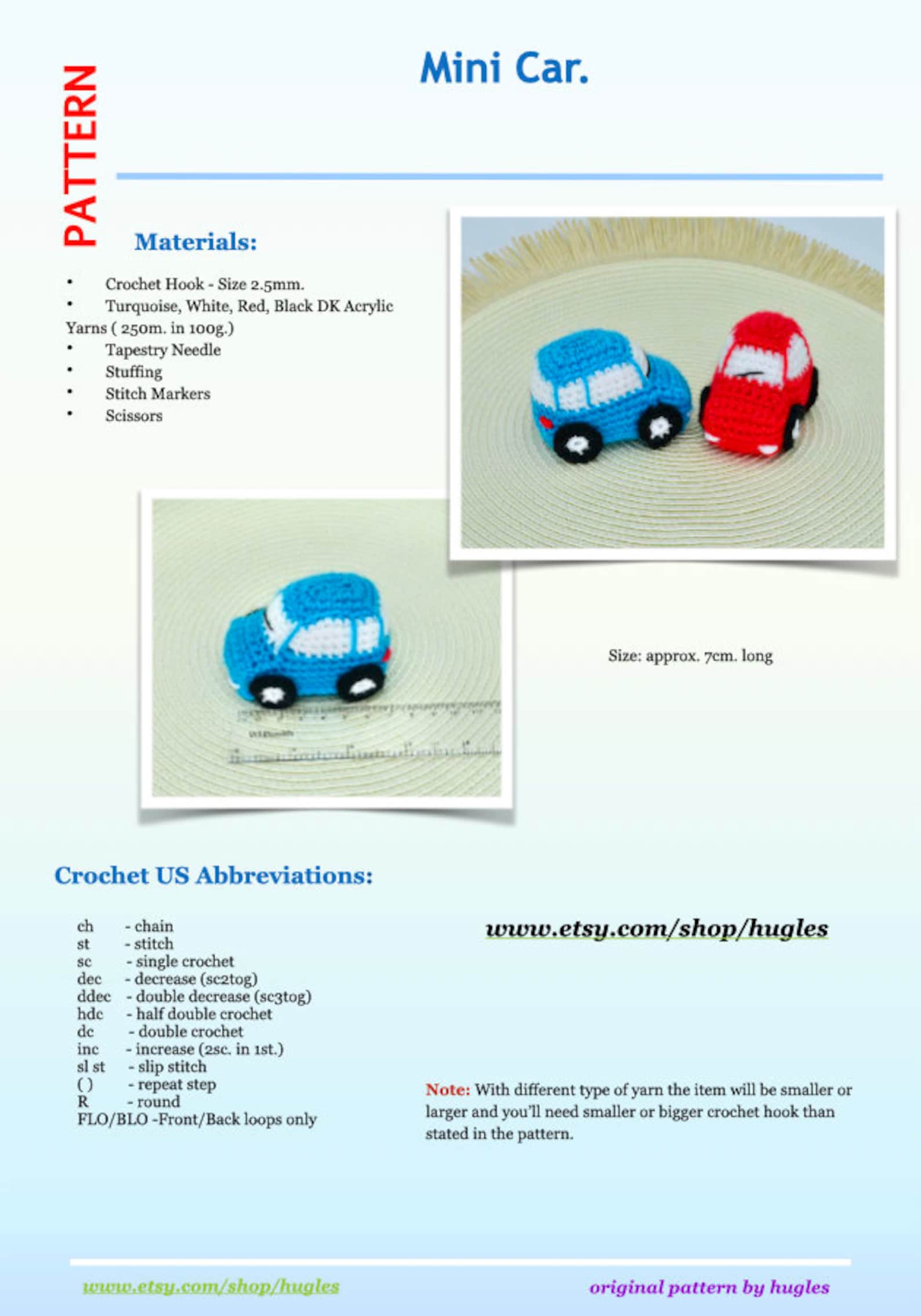 Crochet Mini Car Pattern Crochet Car Pattern Amigurumi Car - Etsy