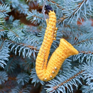 Saxophone Crochet Pattern, Crochet Christmas Ornament Pattern ...