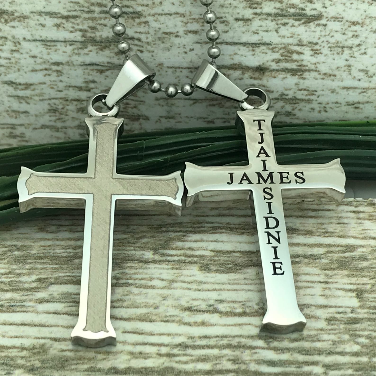 Men's Cross Necklace Personalized Custom Engraved Cross - Etsy
