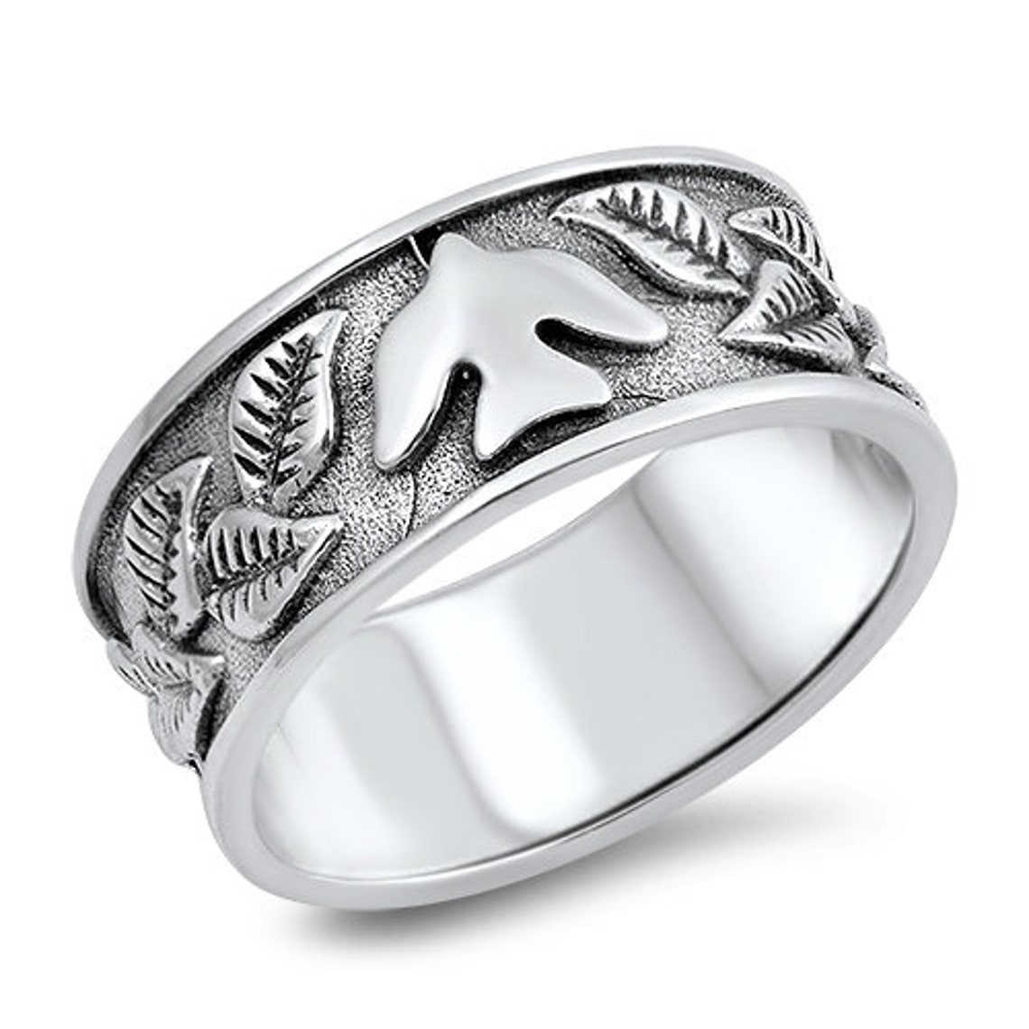 Dove Ring Personalized Sterling Silver Flying Dove Ring 9mm | Etsy