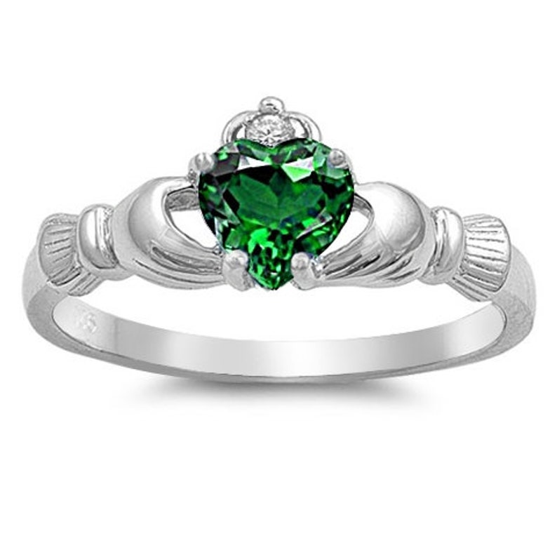 Claddagh Ring Turquoise CZ Claddagh Ring 925 Sterling Silver - Etsy