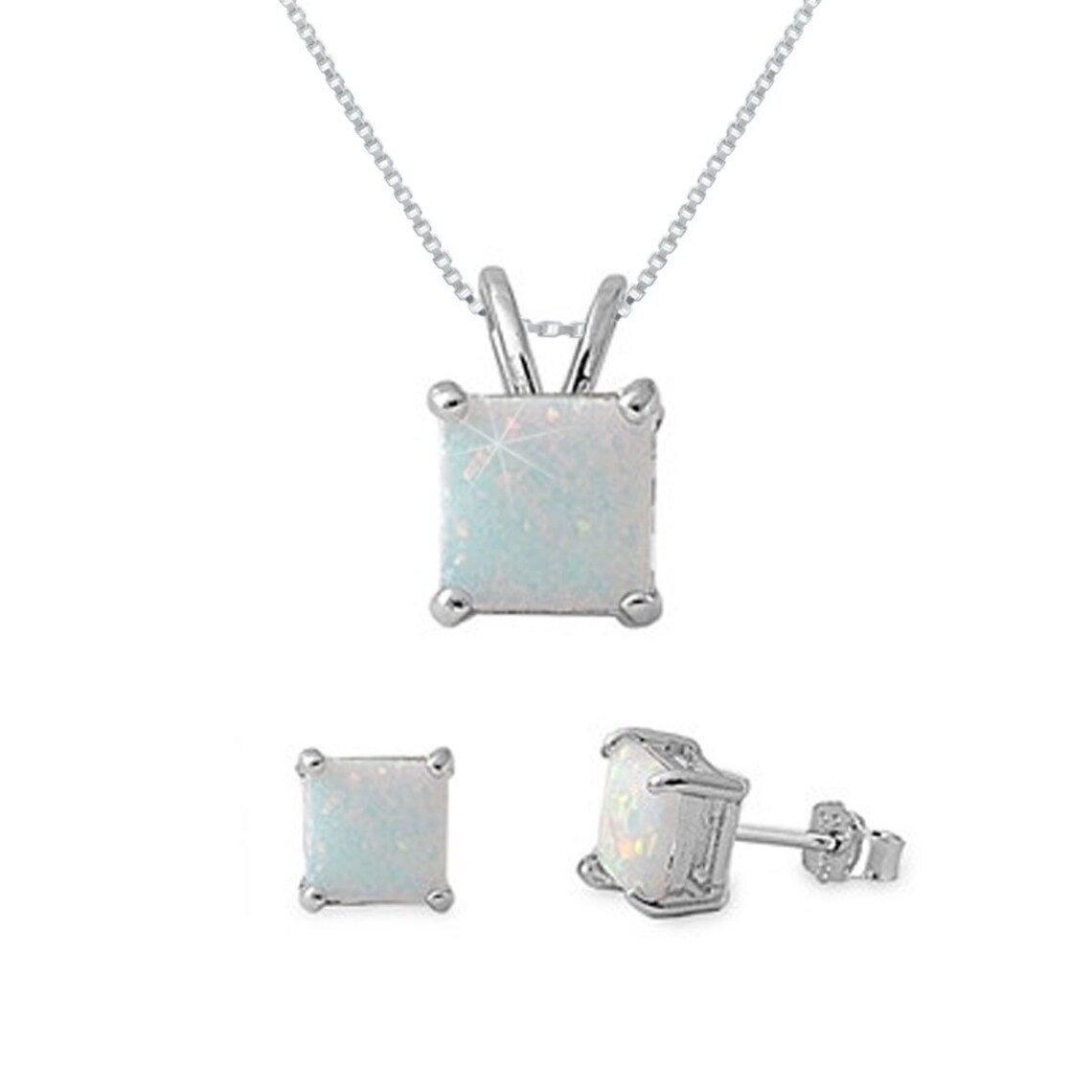 Opal Jewelry Sets October Birthstone Necklace set Sterling | Etsy