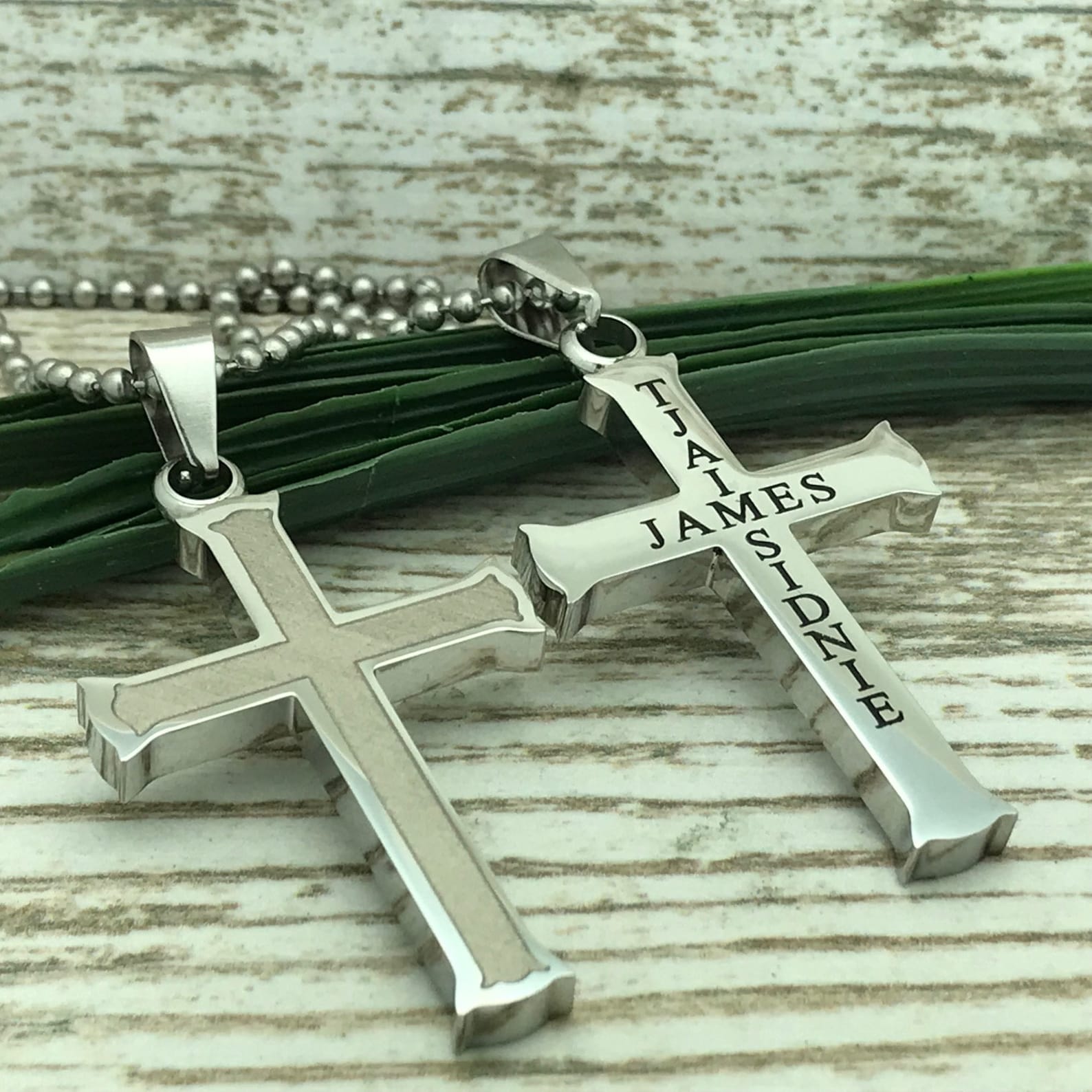 Men's Cross Necklace Personalized Custom Engraved Cross - Etsy