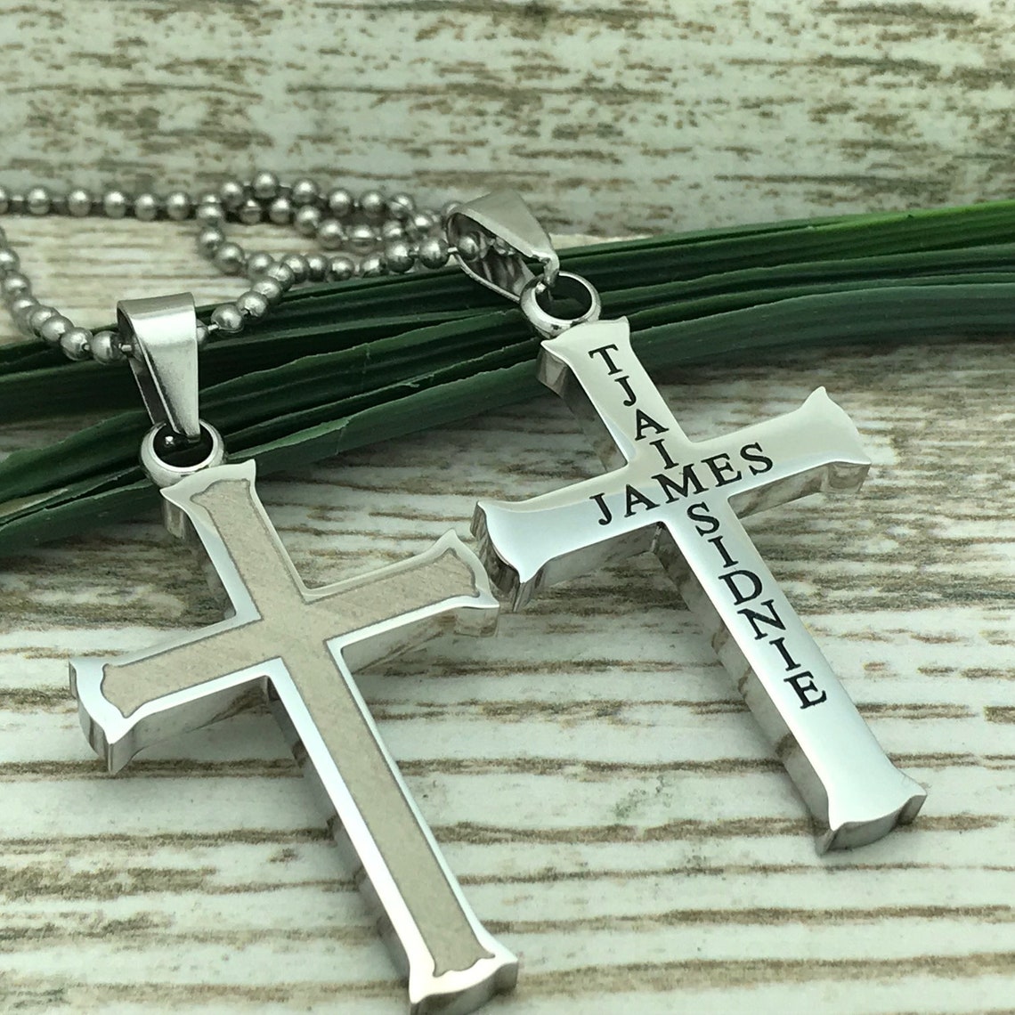 Men's Cross Necklace Personalized Custom Engraved Cross - Etsy
