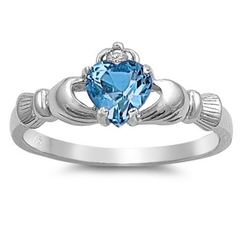 Claddagh Ring Turquoise CZ Claddagh Ring 925 Sterling Silver - Etsy