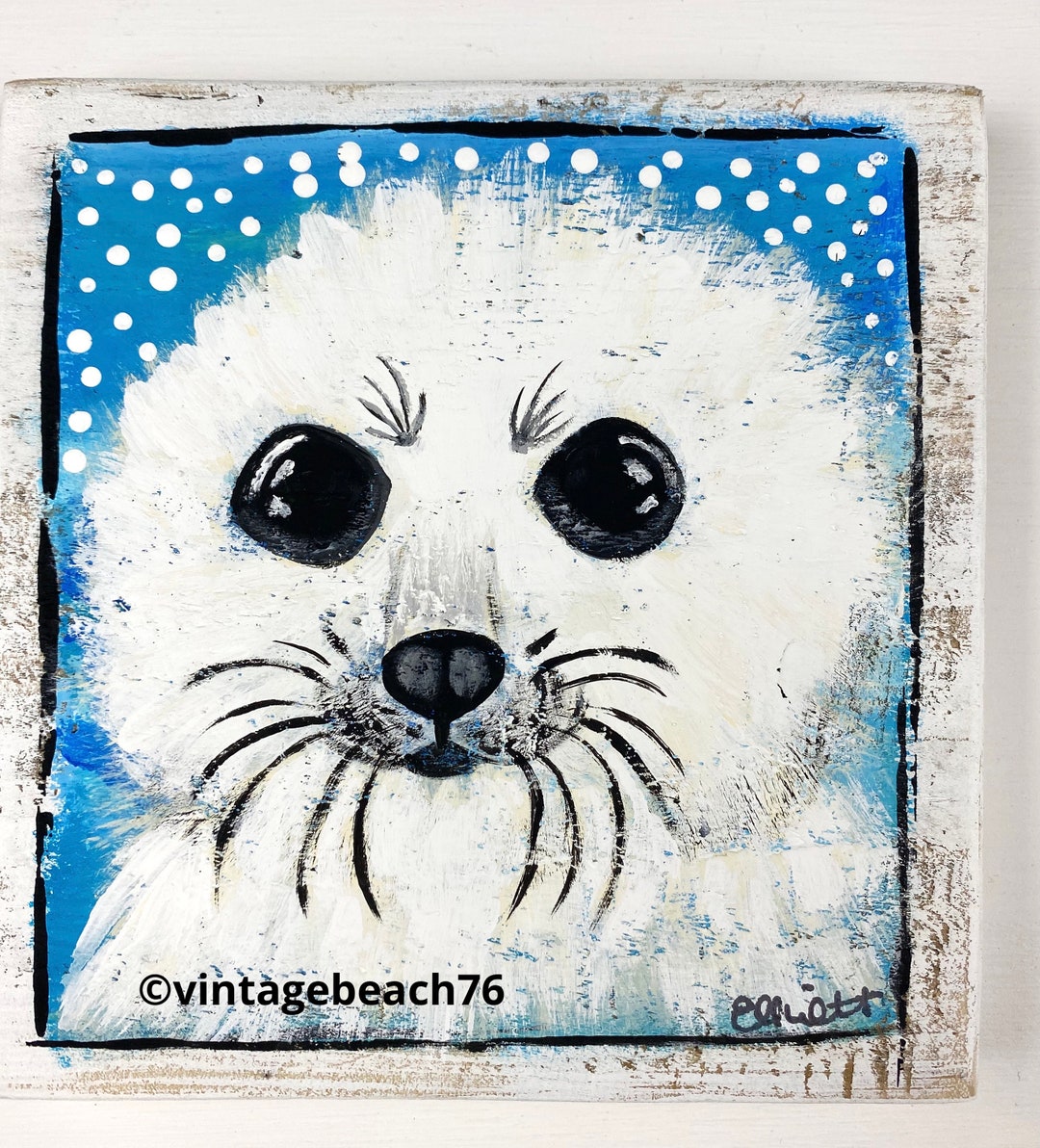 Seal Art, Seal Painting, Mini Seal Art, Living Room Wall Decor, Mini ...
