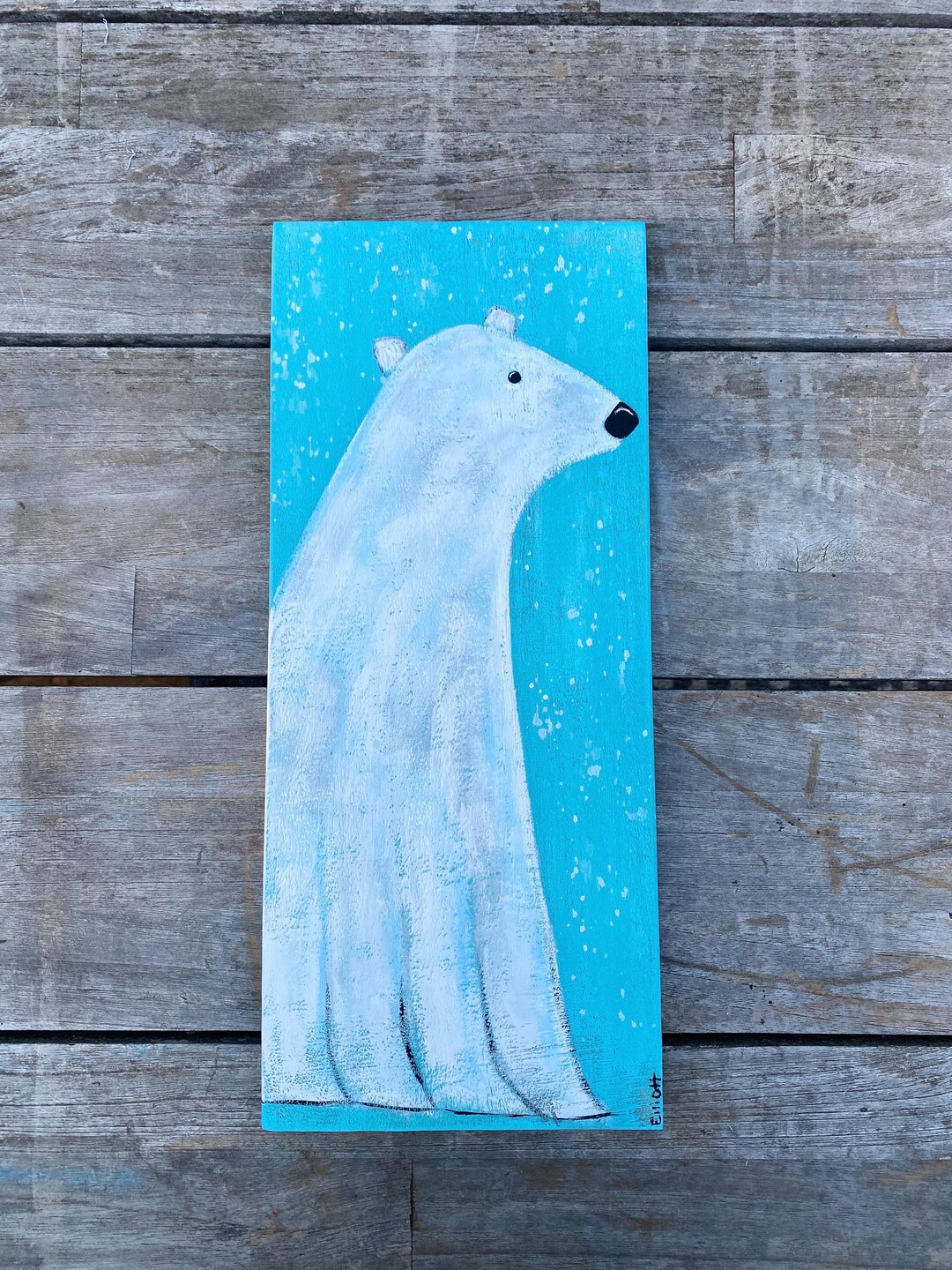Polar Bear Painting, Polar Bear Art, Whimsical Polar Bear Art, Polar ...