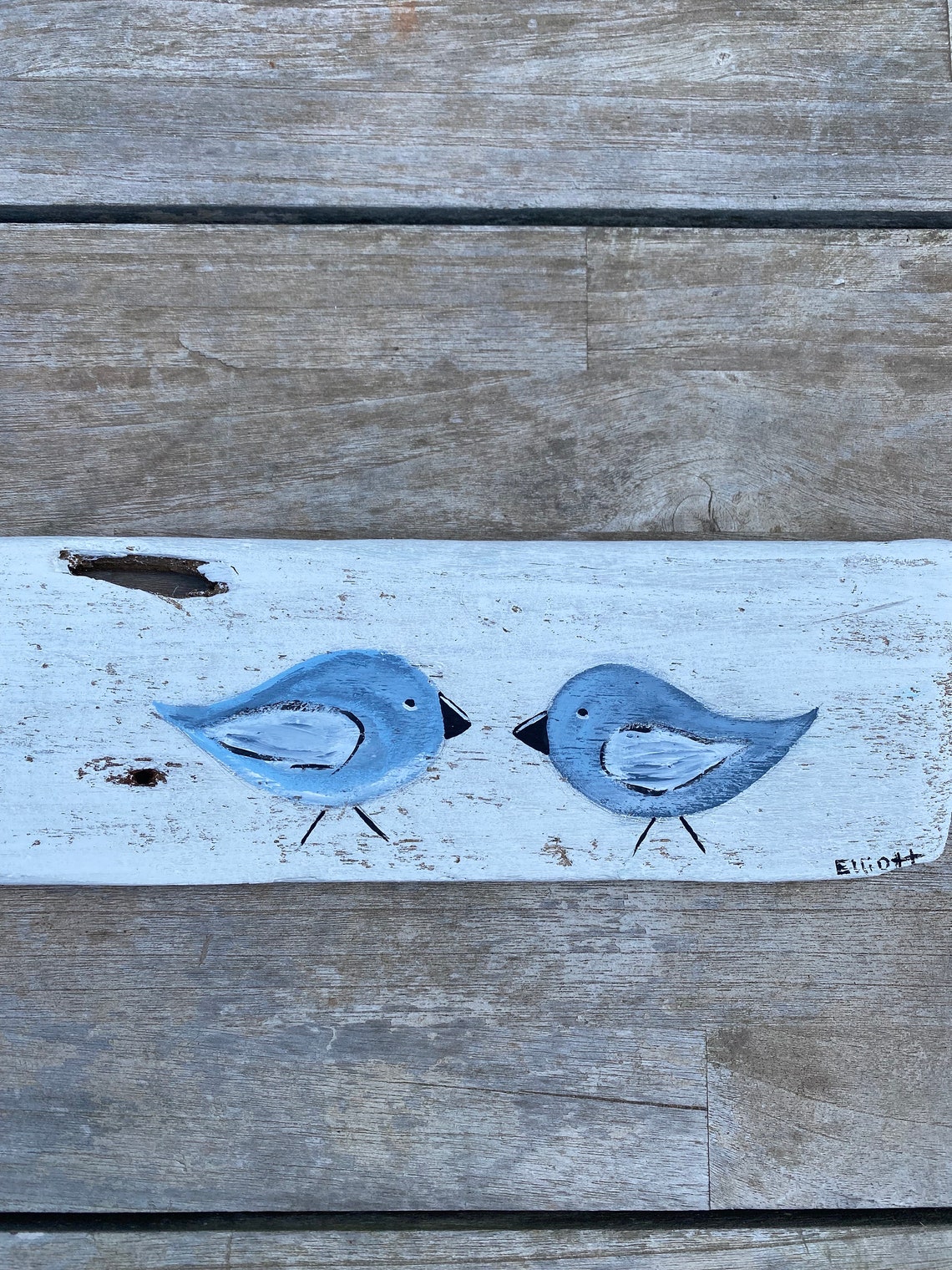 Blue Bird Painting, Driftwood, Driftwood Art, Original Painting, Bird ...
