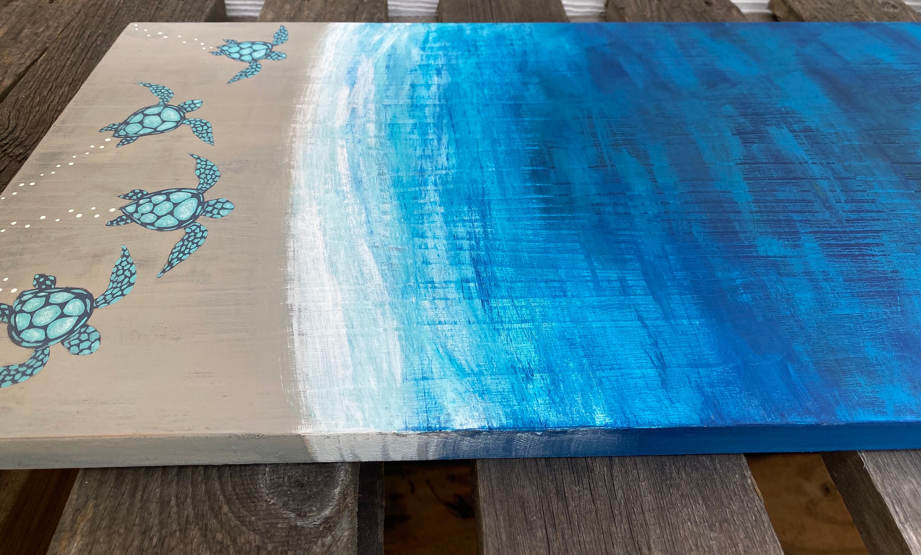 Ocean Sunset Painting, Sea Turtle Painting, Sunset Art, Beach Cottage ...