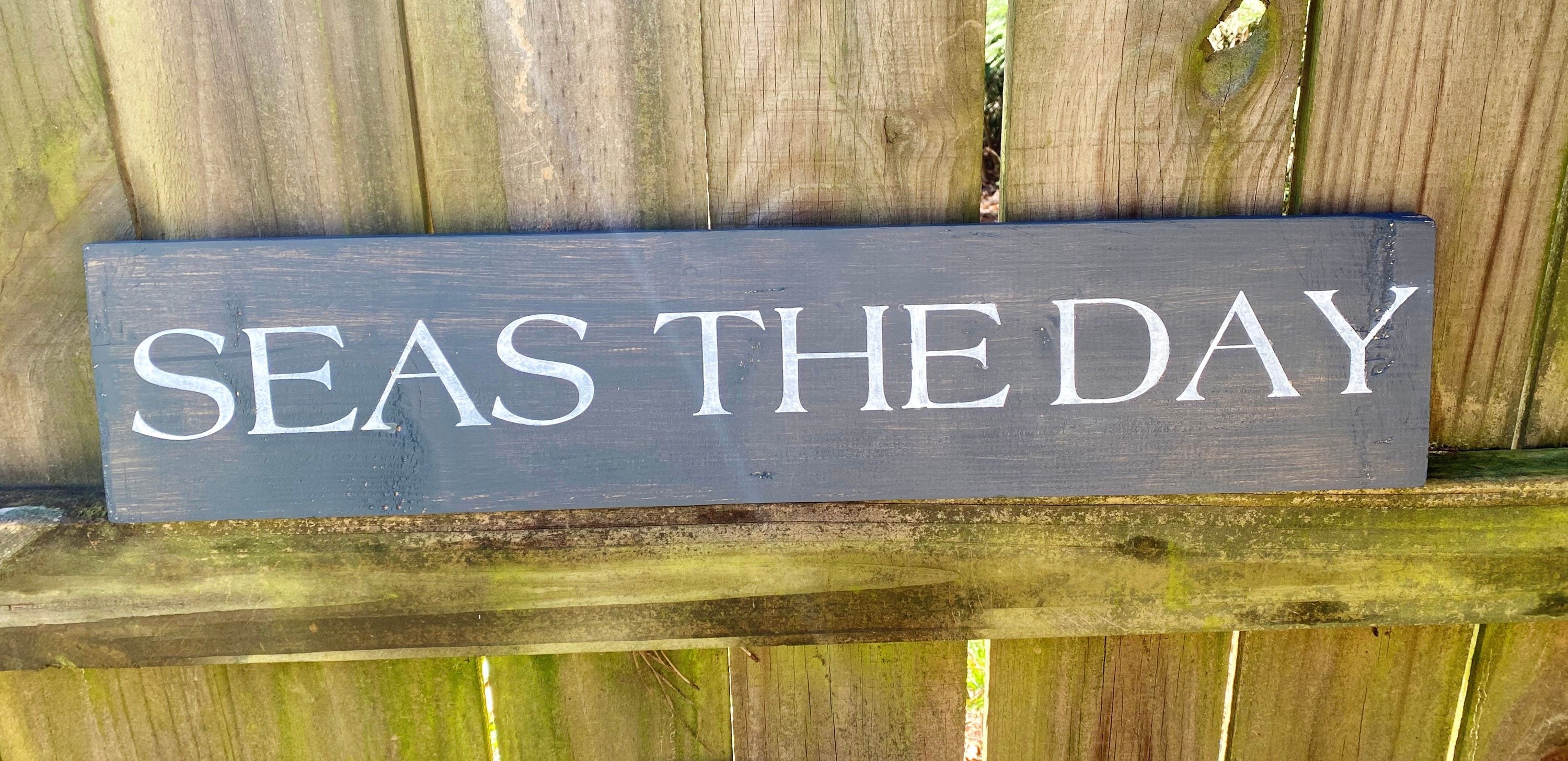 Beach Sign, Seas the Day Sign, Wood Beach Sign, Coastal Theme, Beach ...