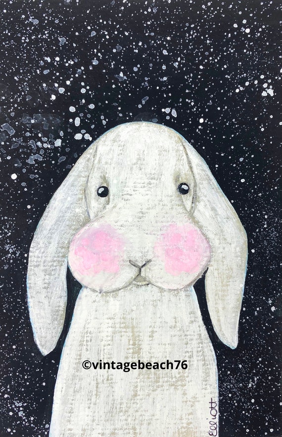 Mini Bunny Art Bunny Rabbit Painting House Decor Wall | Etsy