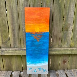 Ocean Sunset Painting, Sea Turtle Painting, Sunset Art, Beach Cottage ...