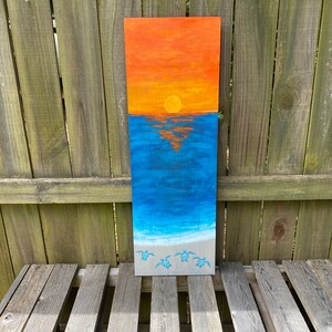Ocean Sunset Painting, Sea Turtle Painting, Sunset Art, Beach Cottage ...
