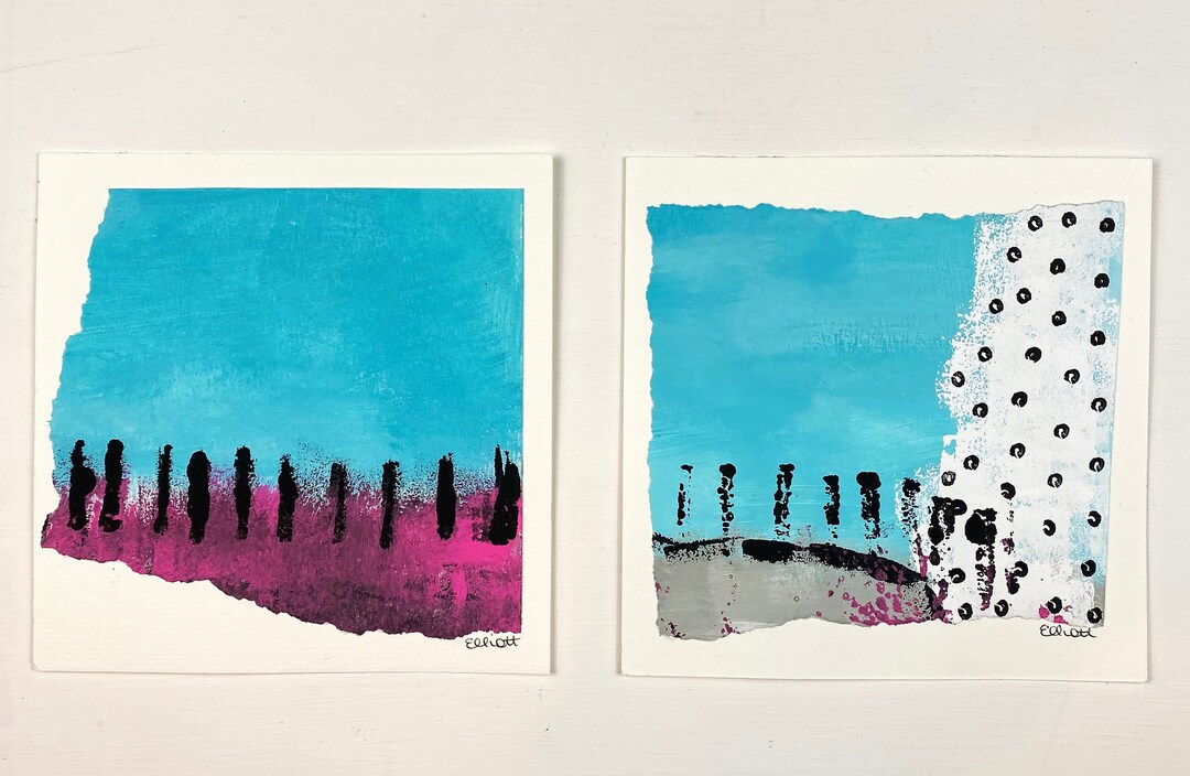Original, Blue Pink Abstract Painting, Modern Wall Decor, Abstract ...