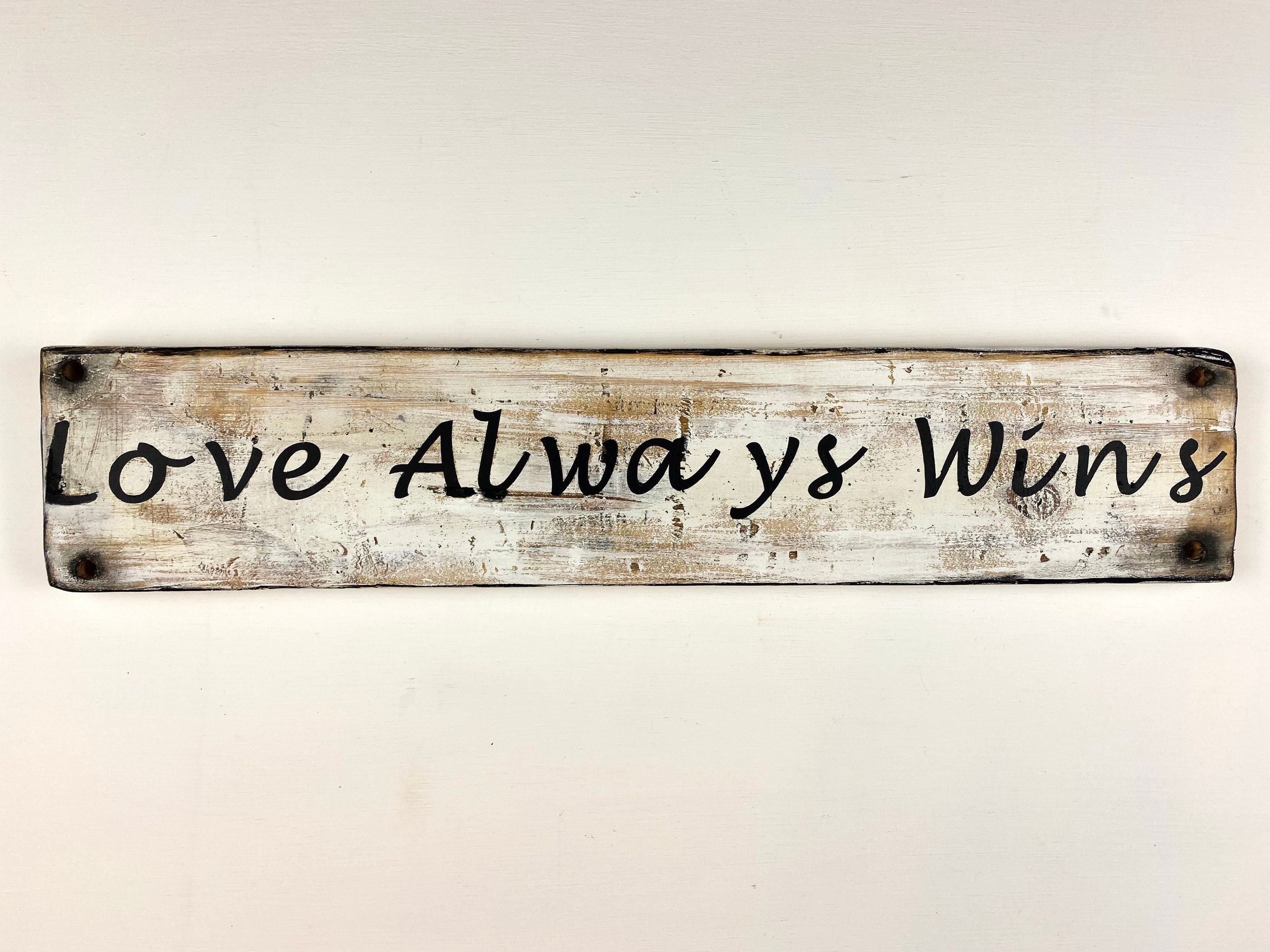 Love Always Wins Sign, Rustic Wood Sign, Sign, Wall Decor ...