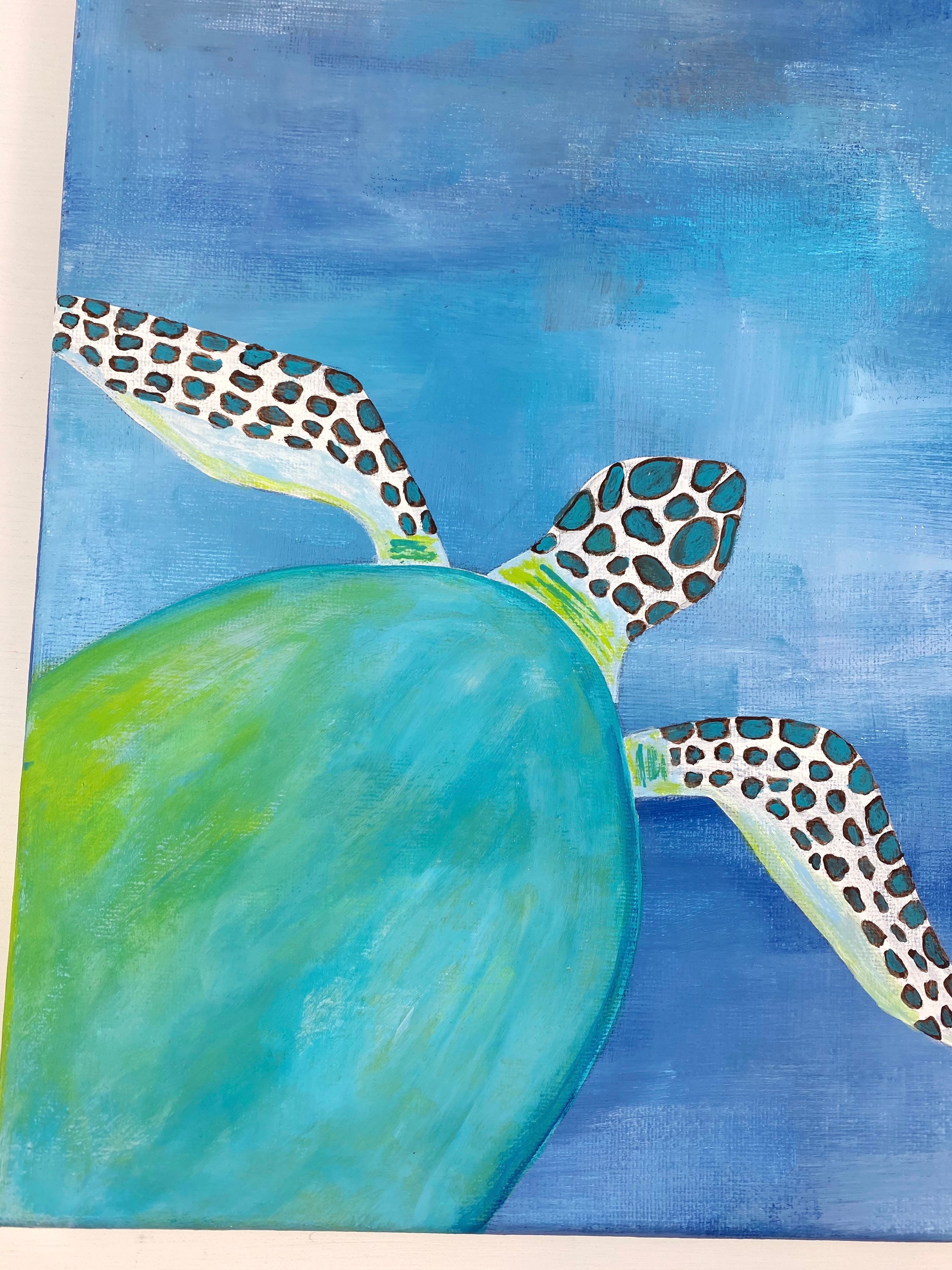 Sea Turtle Art Sea Turtle Painting Canvas Painting Beach | Etsy