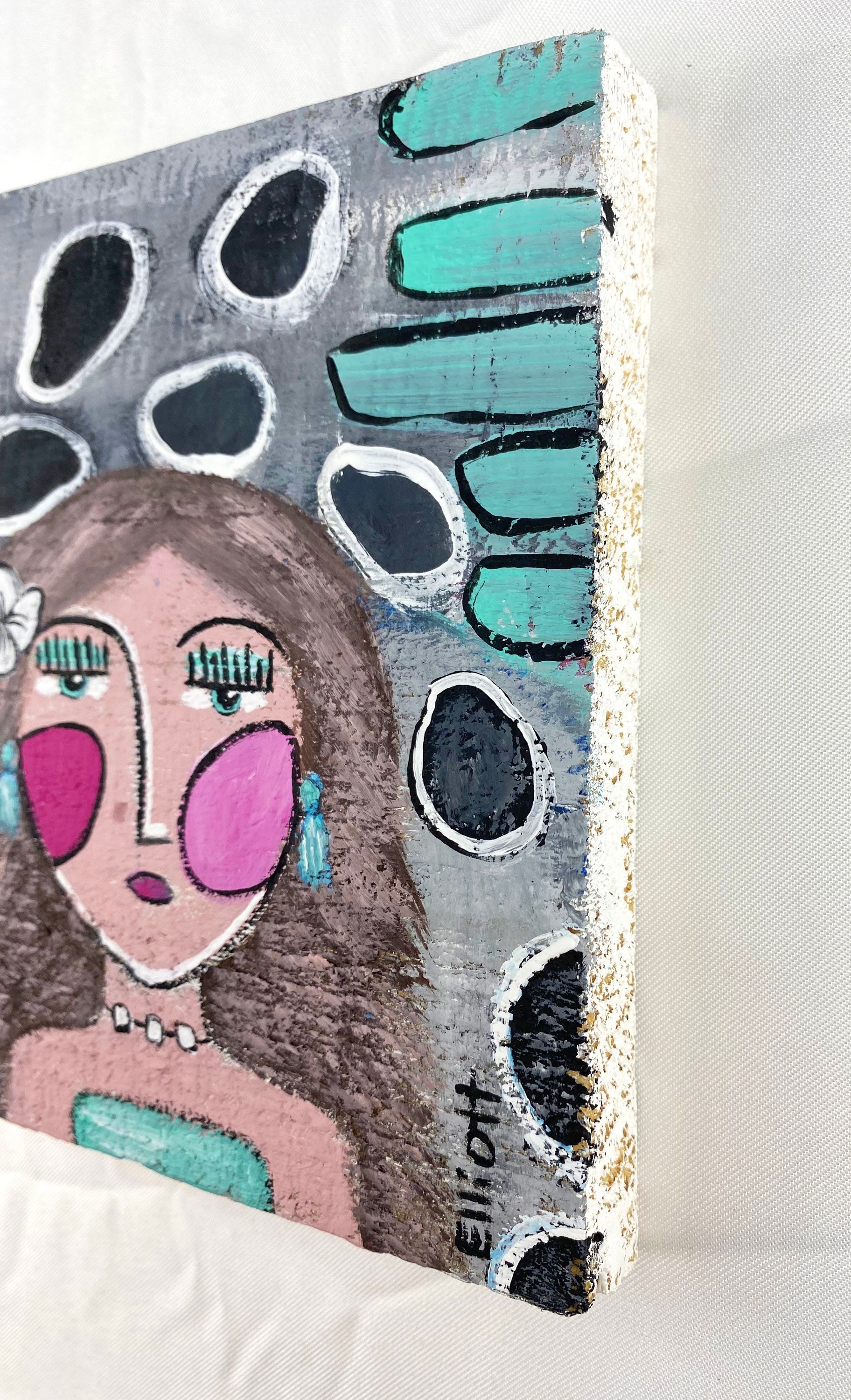 Mini Face Art, Original Art, shay, Abstract Face Painting, Wall Decor ...