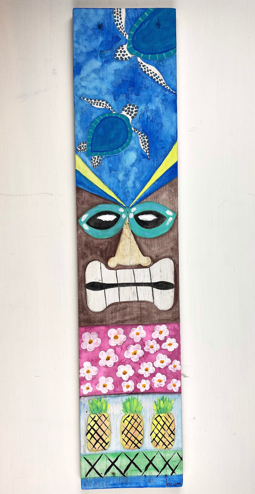 Tiki Mask Art, Tiki Sign, Tiki Mask Art Painting, Beach House Decor ...