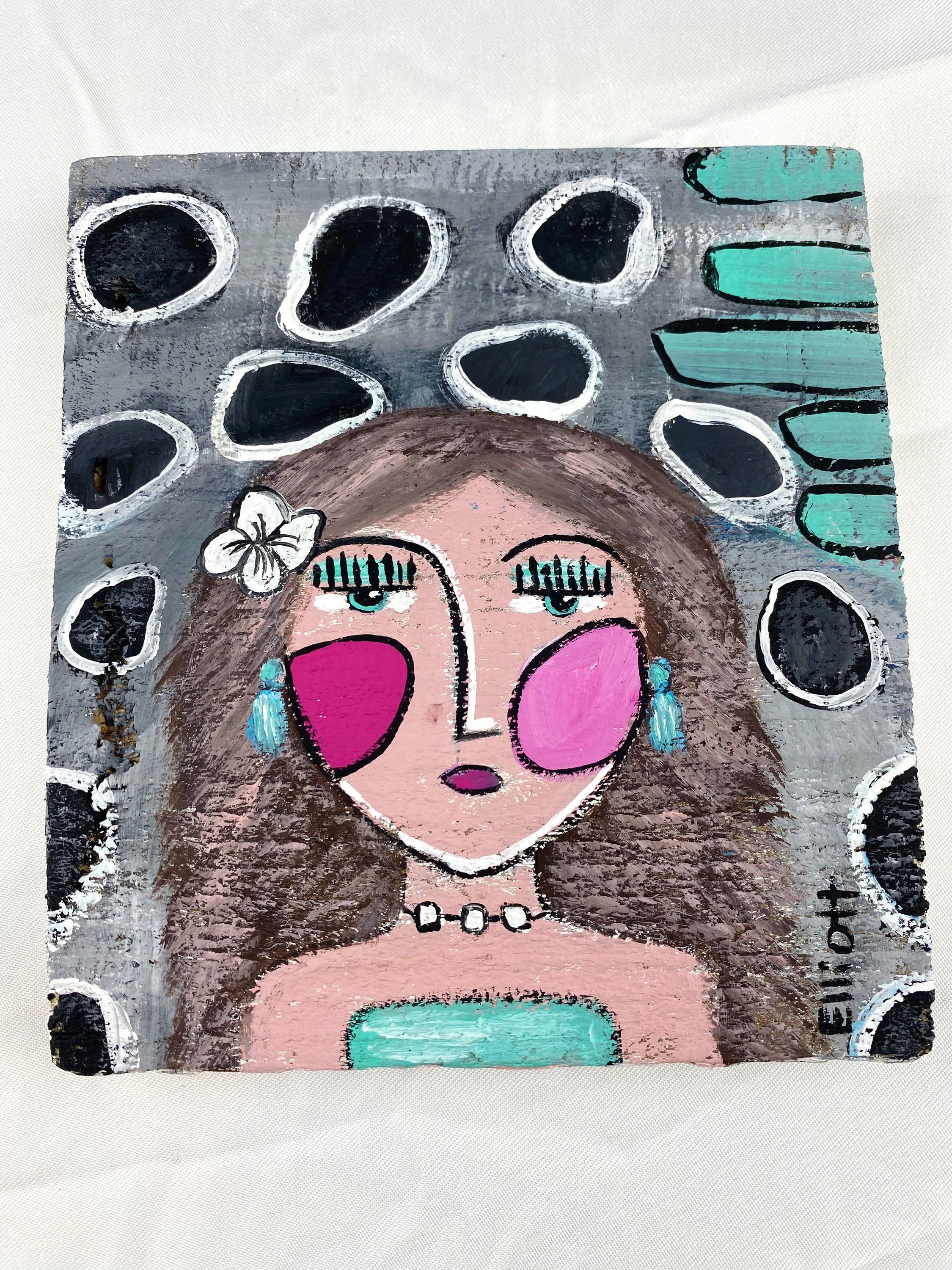 Mini Face Art, Original Art, shay, Abstract Face Painting, Wall Decor ...