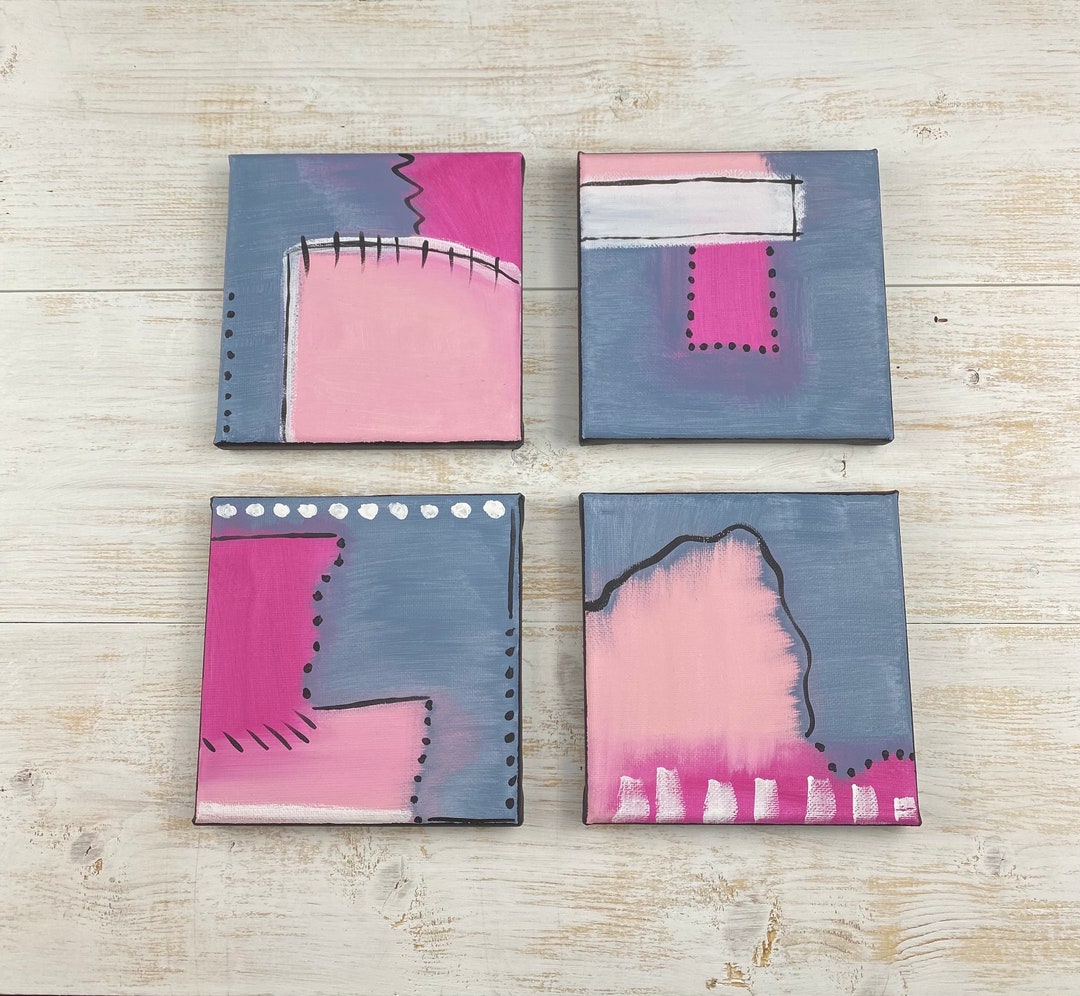 Small Mini Abstract Painting Set, Original Art, Colorful Abstract ...