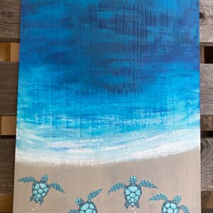 Ocean Sunset Painting, Sea Turtle Painting, Sunset Art, Beach Cottage ...
