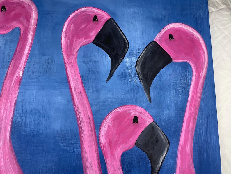 Pink Flamingo Decor, Pink Flamingo Painting, Flamingo Art, Beach House ...