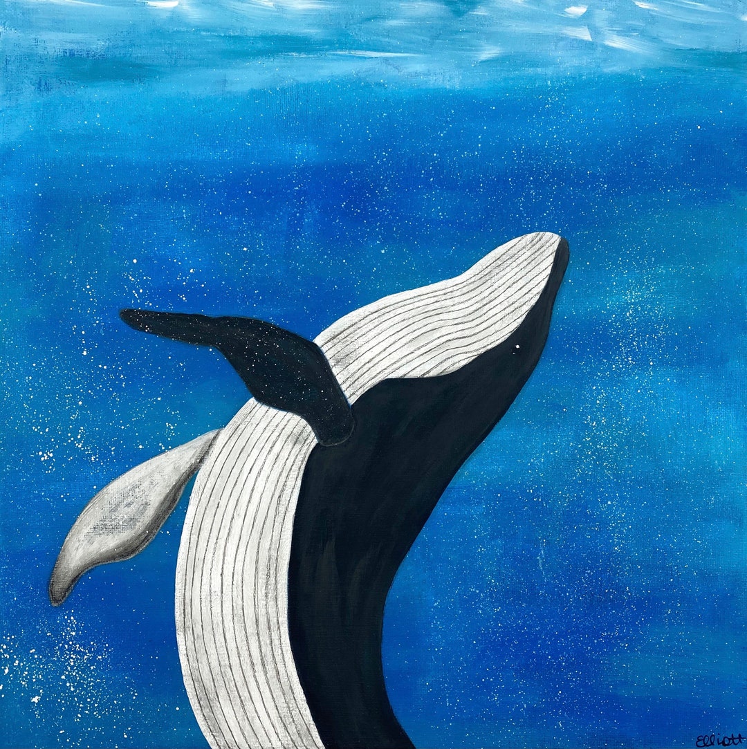 Whale Art, Whale Painting, Canvas Painting, Beach House Decor, Living ...
