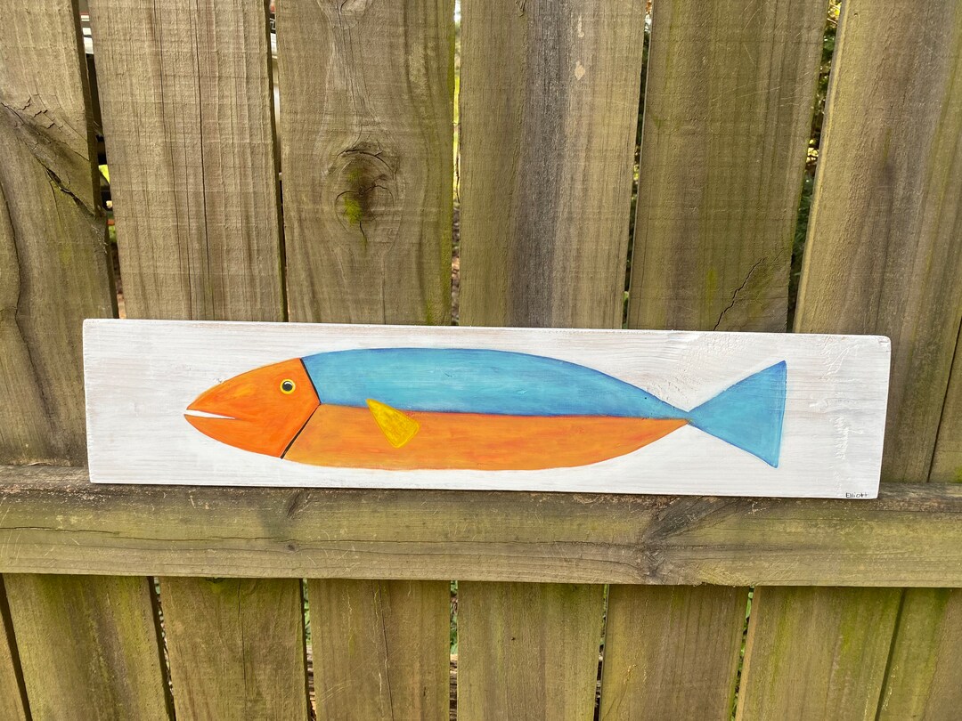 Fish Painting, Fish Sign, Beach Sign, Coastal Theme, Beach Decor, Beach ...