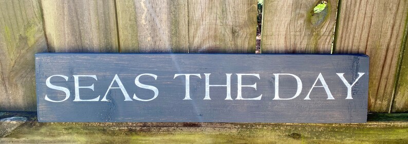Beach Sign Seas the Day Sign Wood Beach Sign Coastal Theme - Etsy