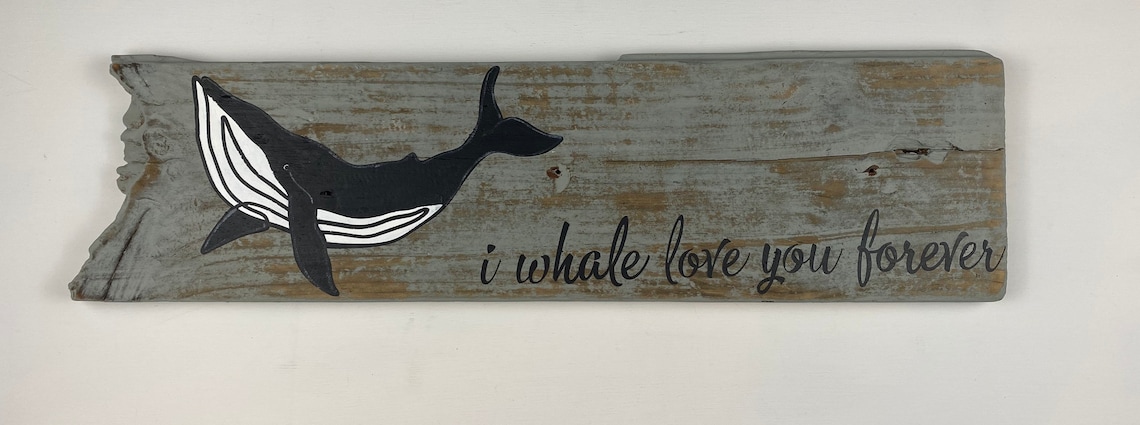 Whale Sign Sign Rustic Wood Sign Beach Cottage Decor - Etsy