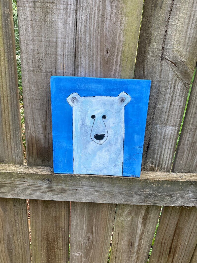 Polar Bear Art Polar Bear Painting Baby Nursery Decor - Etsy