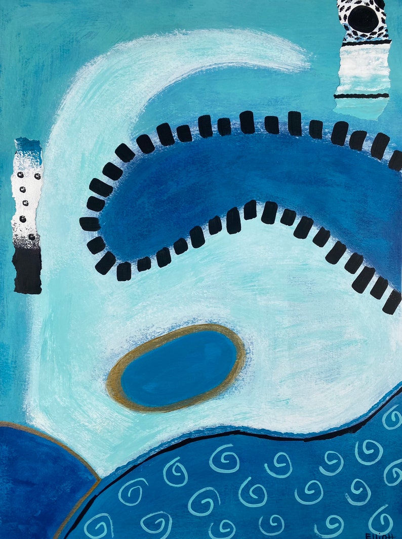 Abstract Painting, “teku”, Blue Abstract Art, Beach House Decor ...