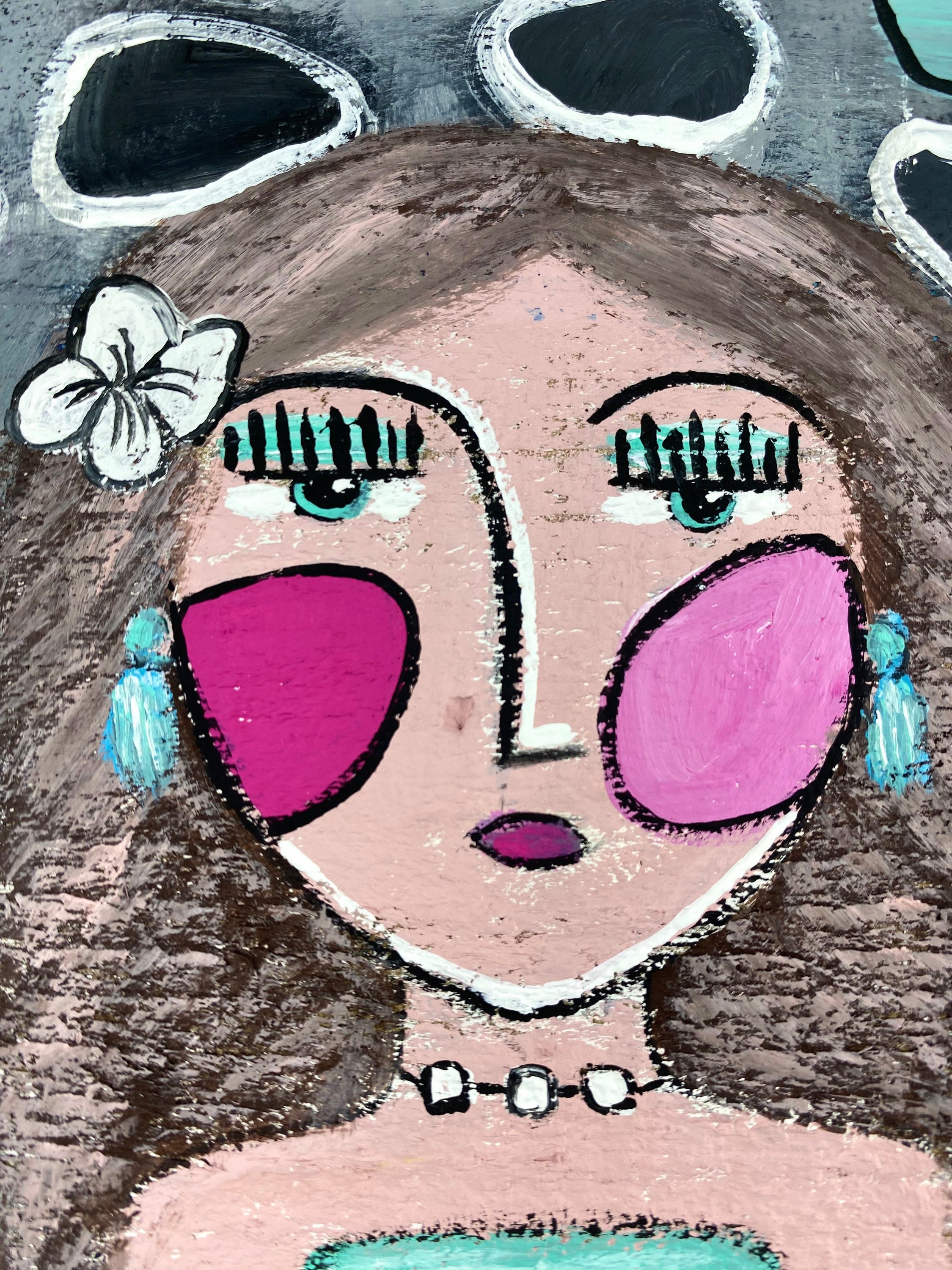 Mini Face Art, Original Art, shay, Abstract Face Painting, Wall Decor ...