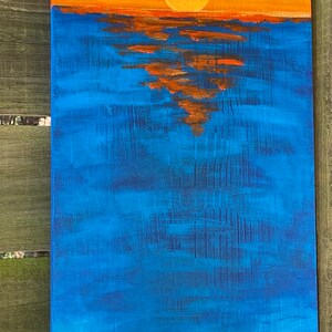 Ocean Sunset Painting, Sea Turtle Painting, Sunset Art, Beach Cottage ...