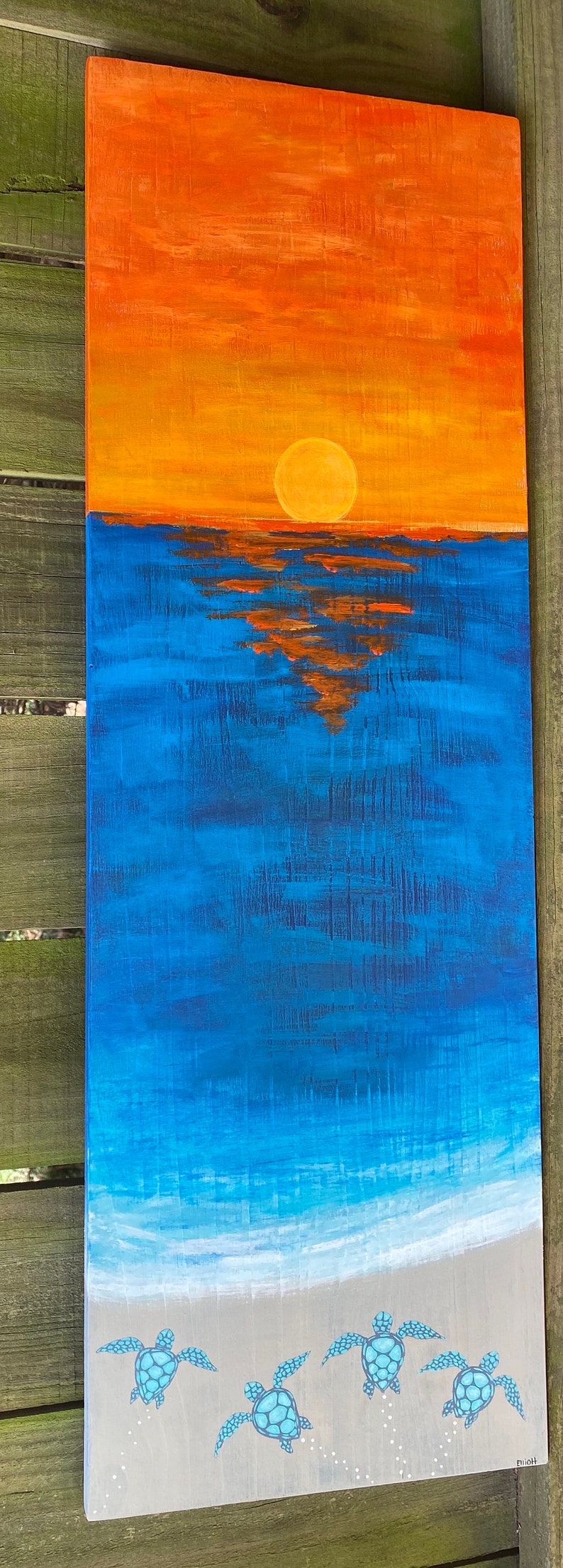 Ocean Sunset Painting Sea Turtle Painting Sunset Art Beach - Etsy