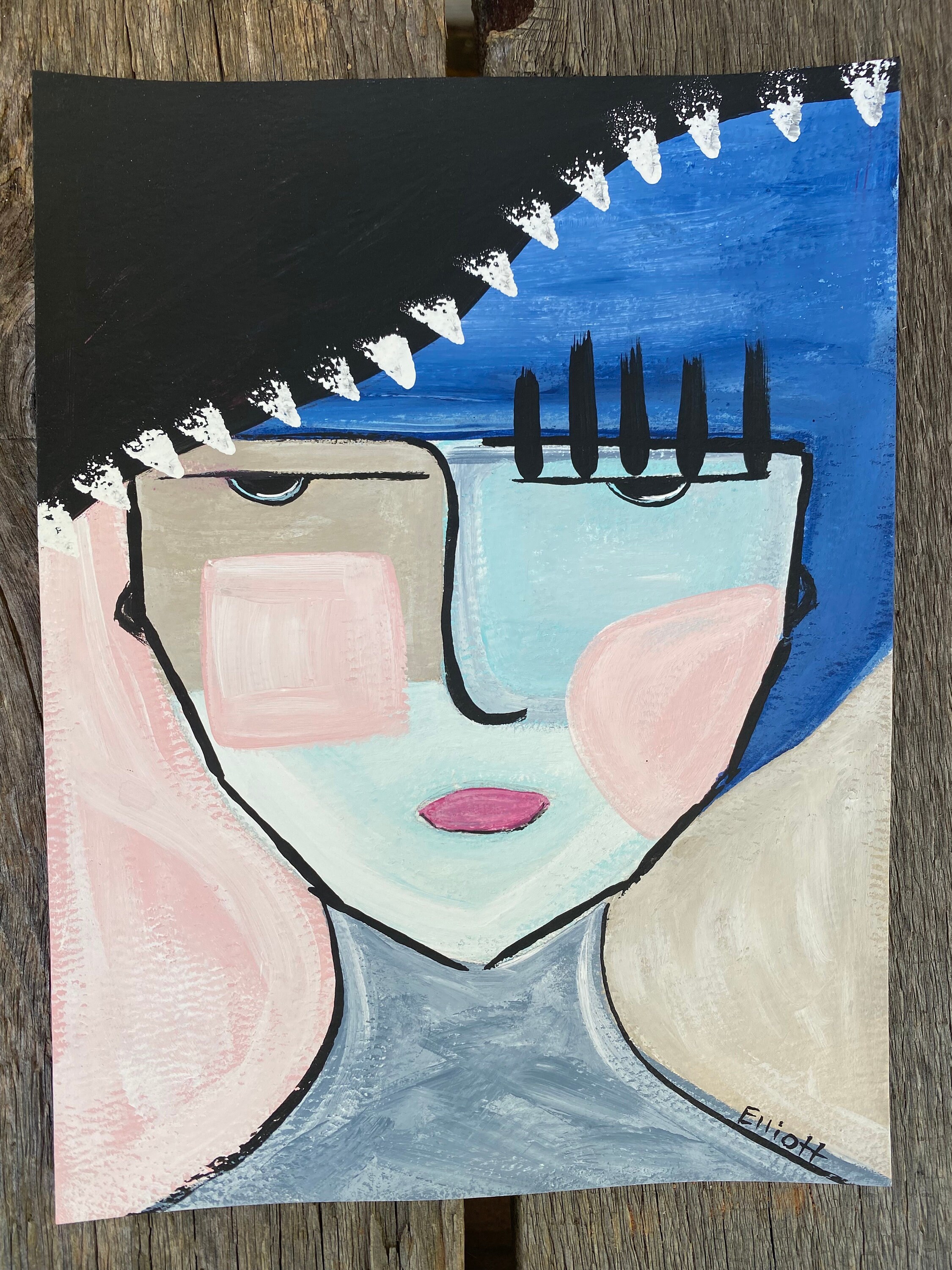 Face Art, Original Art, Abstract Face Painting, Woman Portrait, Small ...