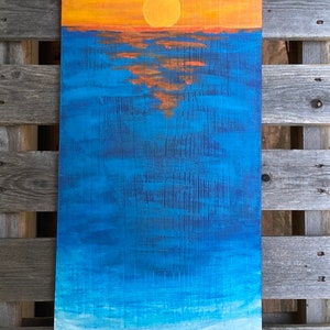 Ocean Sunset Painting, Sea Turtle Painting, Sunset Art, Beach Cottage ...