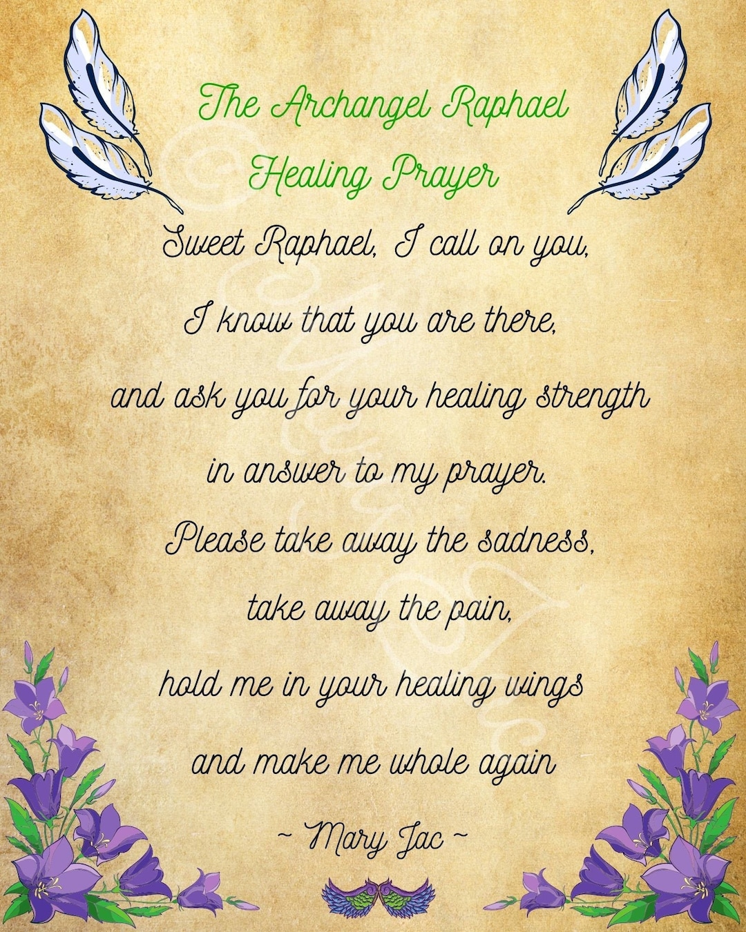 Archangel Raphael Healing Prayer - Angel Poem - Healing Poem - Digital ...