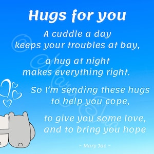 Hugs for You Poem - Sending Hugs - Cuddles - Hugs - Hope - Love ...