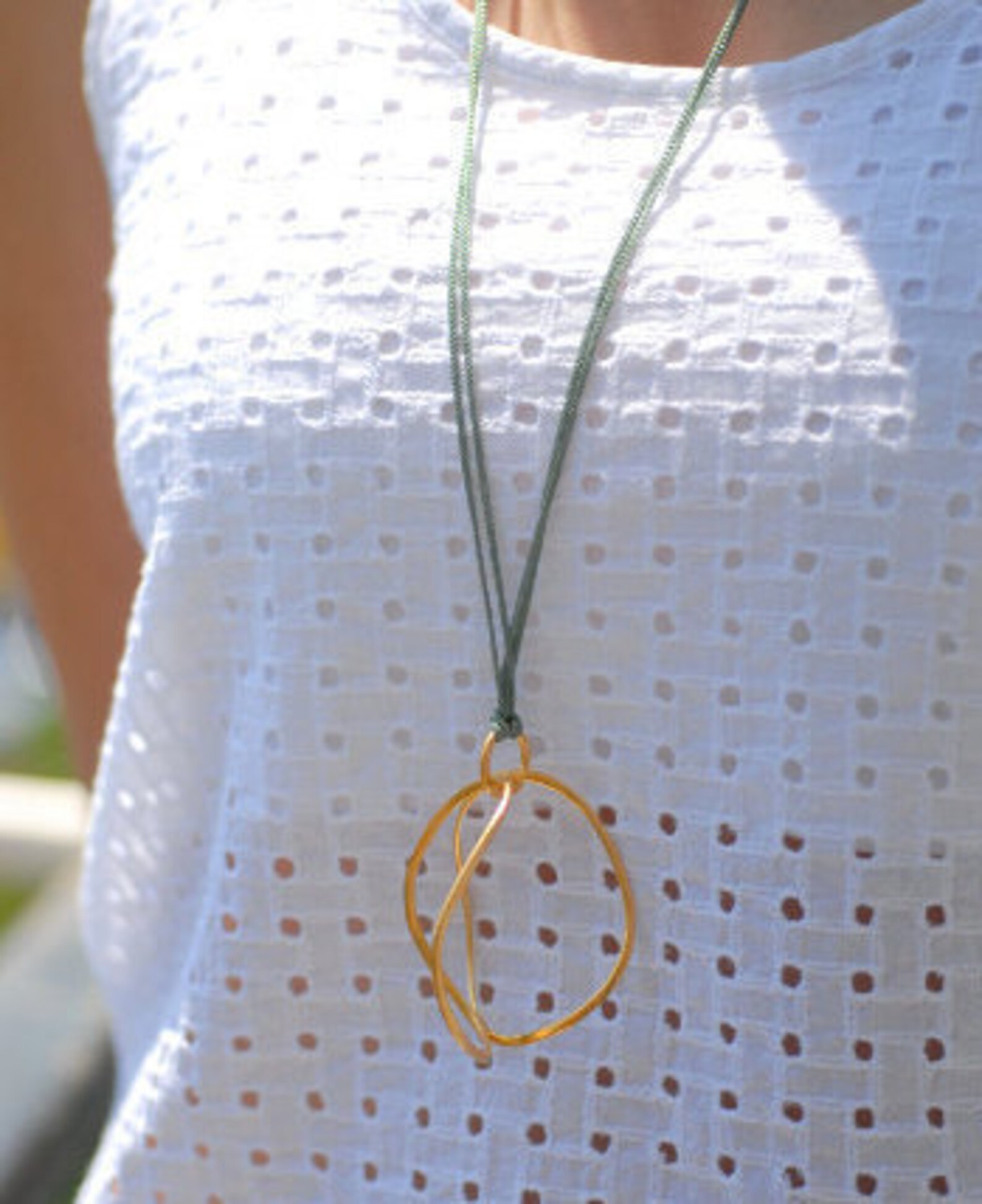 Large Gold Necklace Art Circle Necklace Abstract Necklace - Etsy