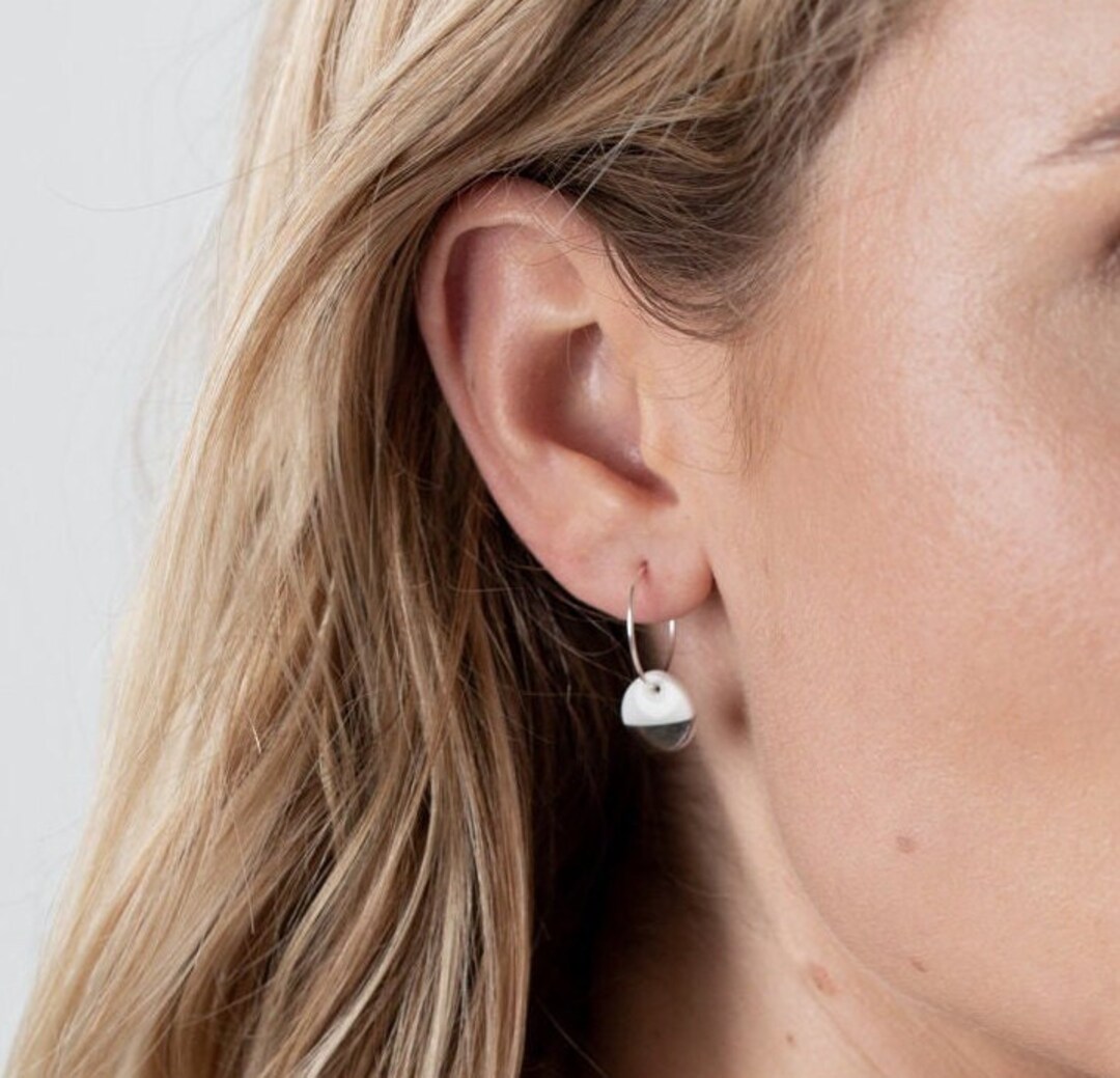 Handmade Porcelain Silver Dipped Earrings: Sterling Silver Hoops - Etsy