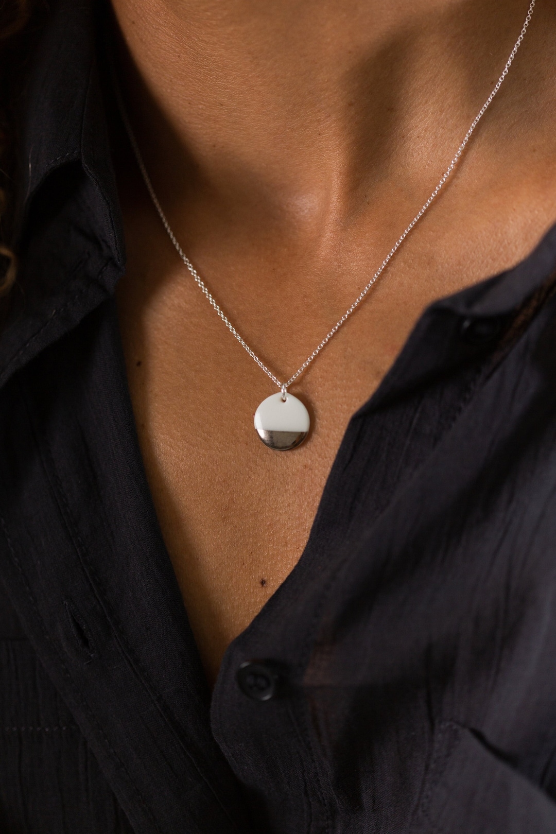 Handmade Porcelain Silver Dipped Necklace: Sterling Silver Chain - Etsy