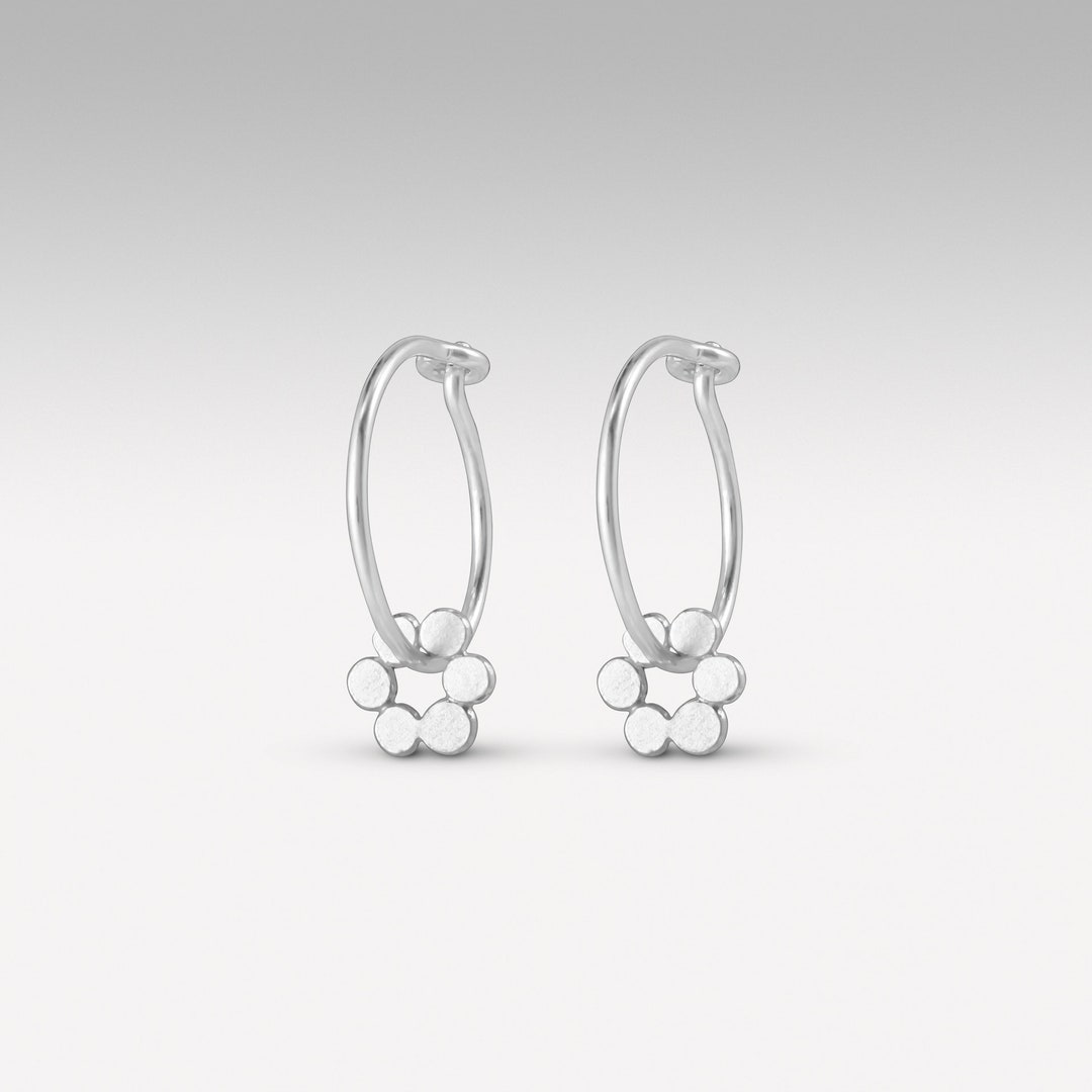Silver Flower Earrings, Friendship, Pretty Circle Earrings, Gift for ...