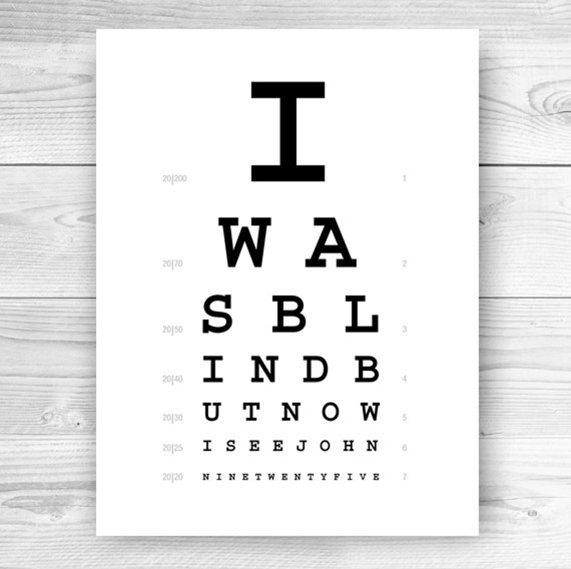 Eye Chart, I Was Once Blind, Christian Poster, Art Print - Etsy