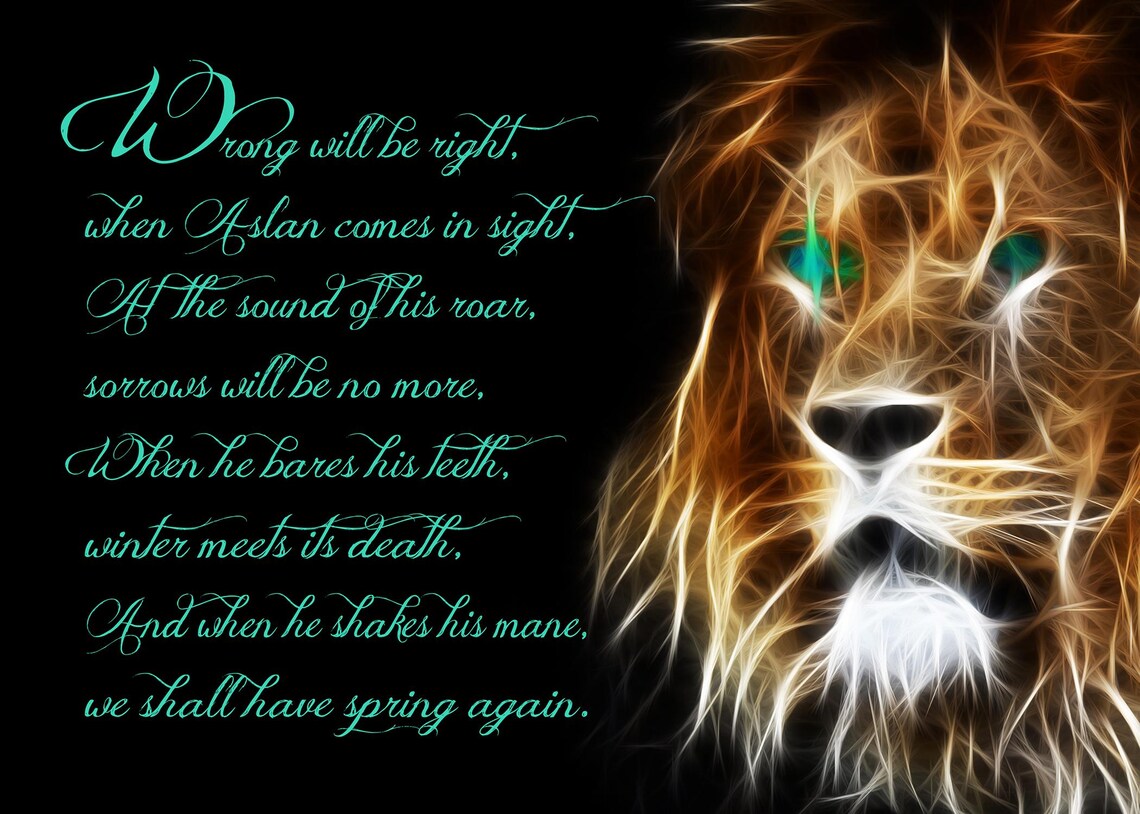 Narnia Aslan Poster Print Lion, Witch and the Wardrobe, C.S. Lewis ...