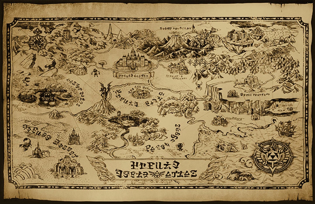 Zelda Hyrule Map Art Print Poster - Etsy
